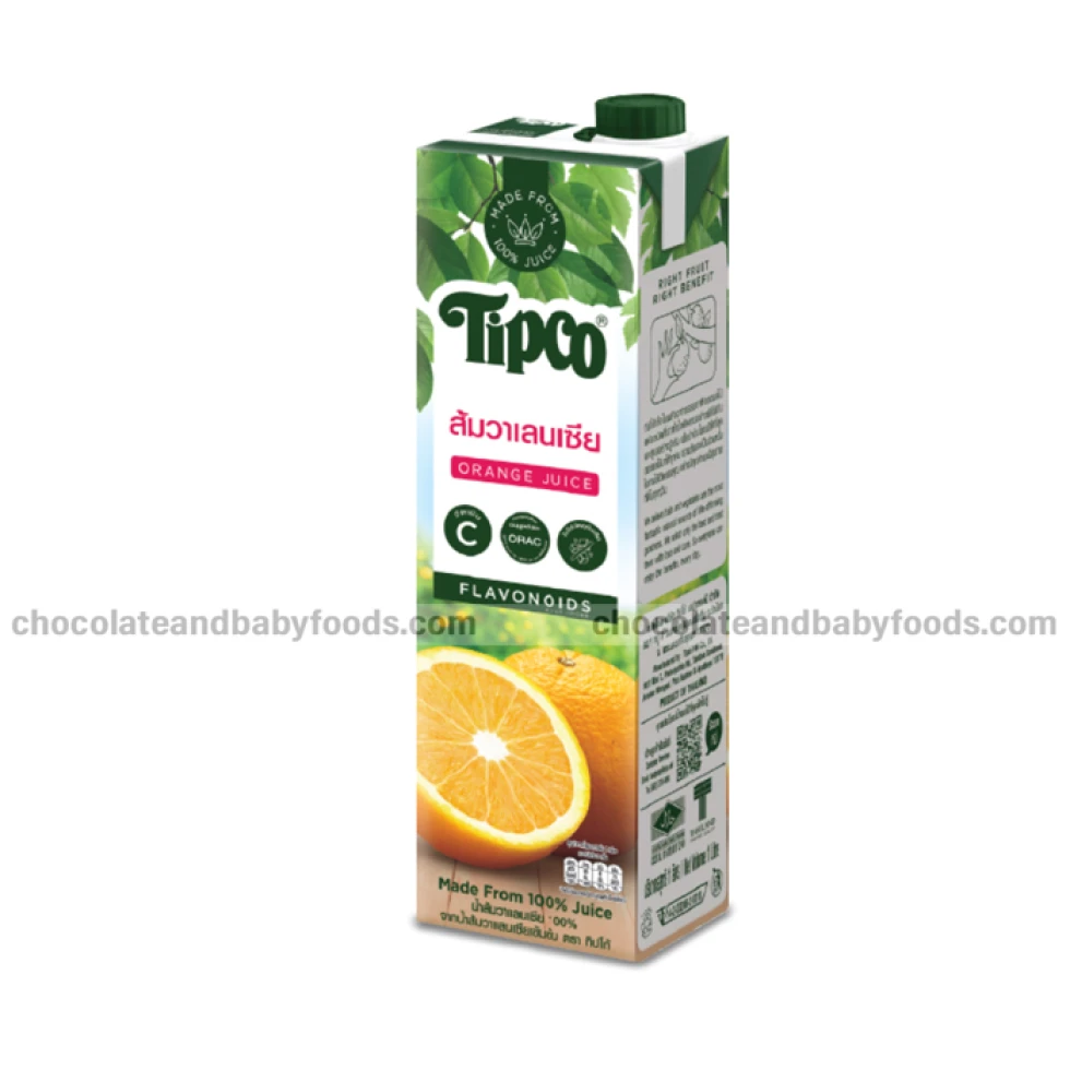 Tipco 100% Valencia Orange Juice 1litre - chocolateandbabyfoods.com